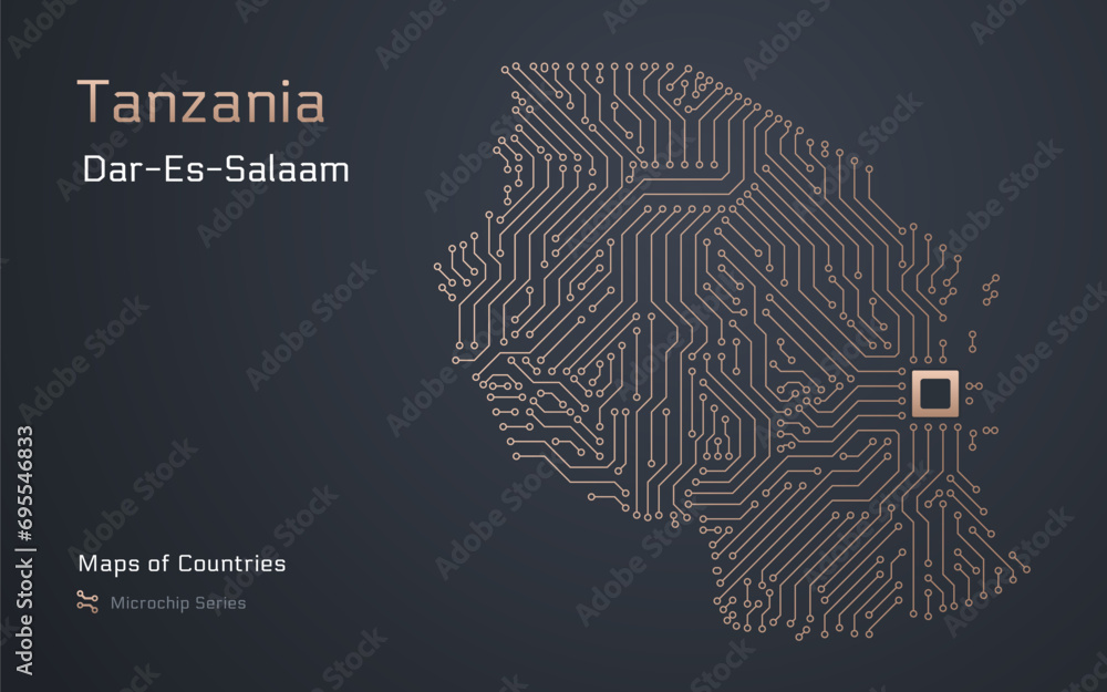 Tanzania Map with a Largest city of Dar es Salaam, and capital Dodoma ...