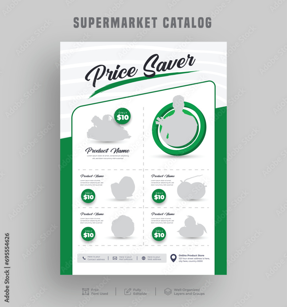 Grocery ads flyer, Supermarket grocery promotion flyer, Editable ...