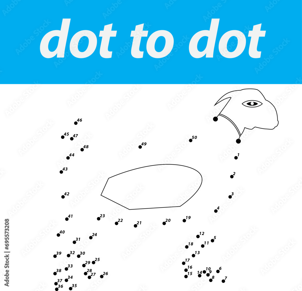 Dot to dot game. Cute goat. Cartoon sea animals. for children. Connect ...