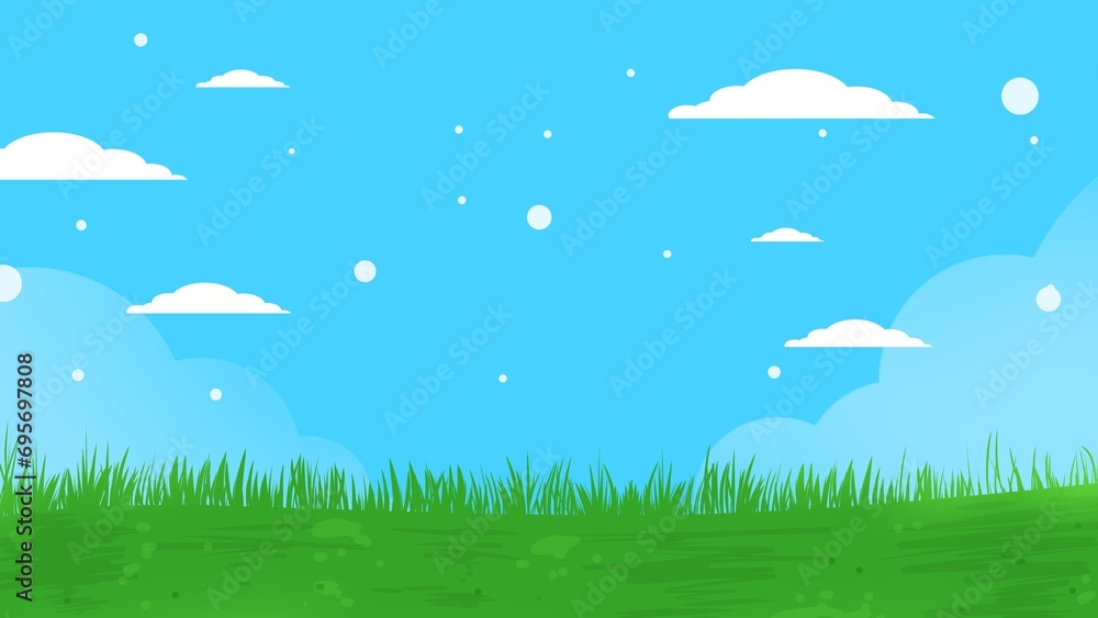 animated garden background. 2d grassland background, cartoon garden ...