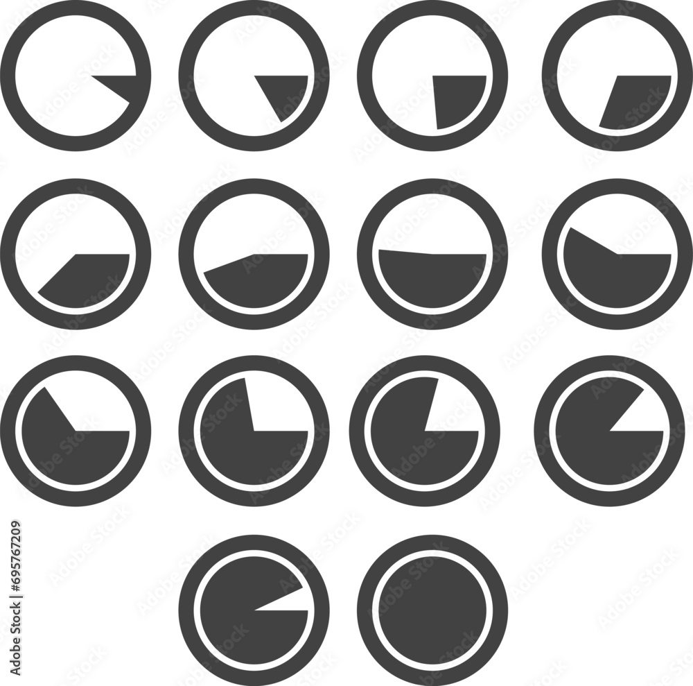 Segment infographic. Pie chart icons. circle section graph. Wheel round diagram part symbol ...