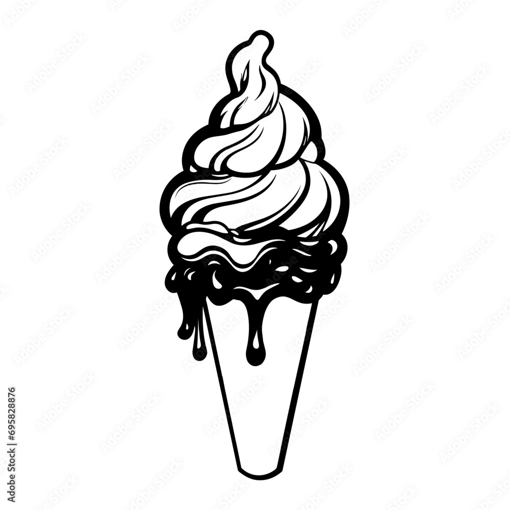 "Simplistic Yet Charming Pictogram Vector of Ice Cream, Designed with ...