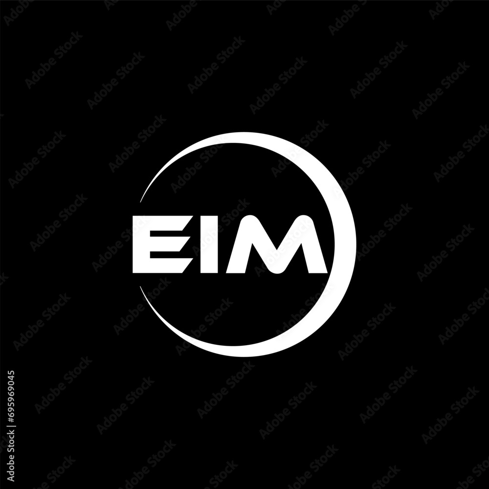 EIM letter logo design with black background in illustrator, cube logo ...