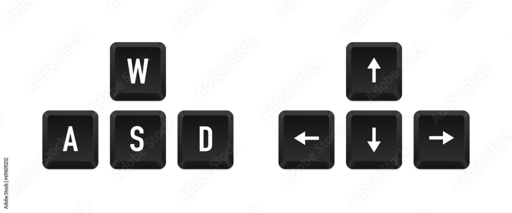 Arrow direction icon. Wasd symbol. Key left, right, up, and down signs ...