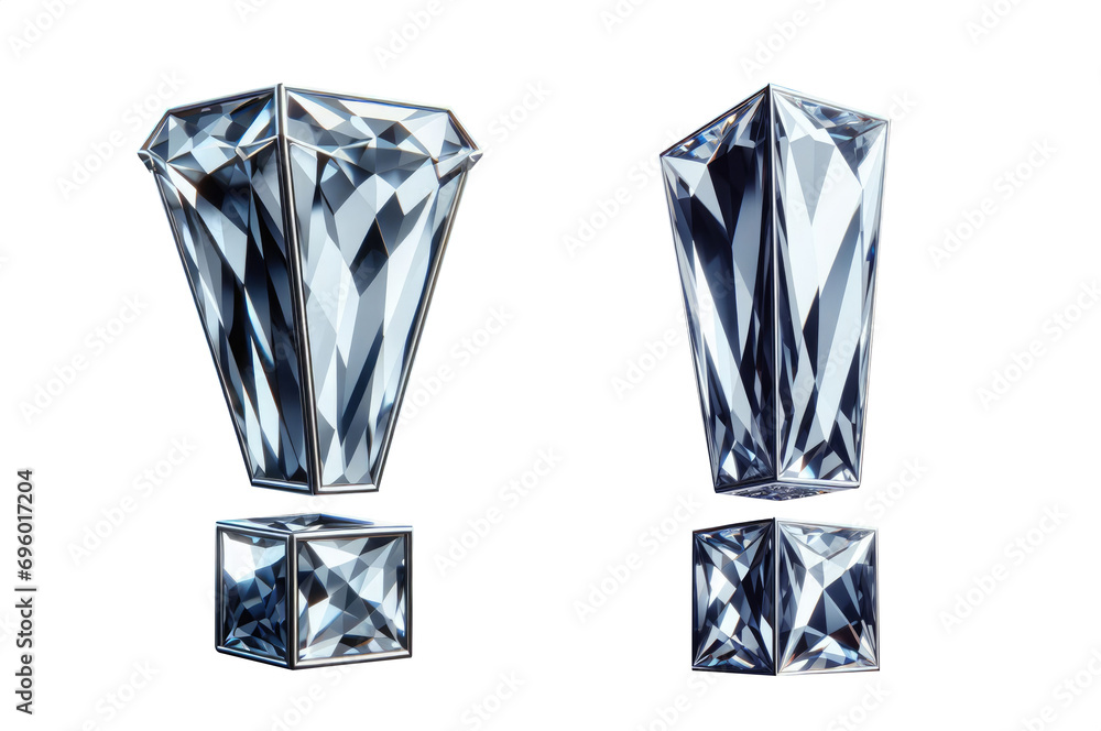 diamond special character - exclamation mark - 3D isolated transparent ...