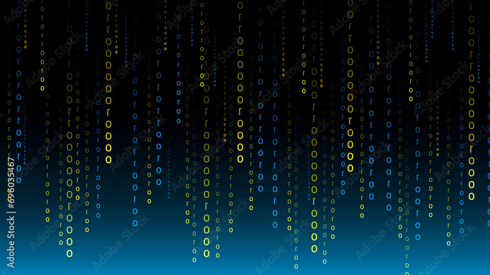 Ilustración de Stock matrix style binary code digital falling numbers blue background, new ...
