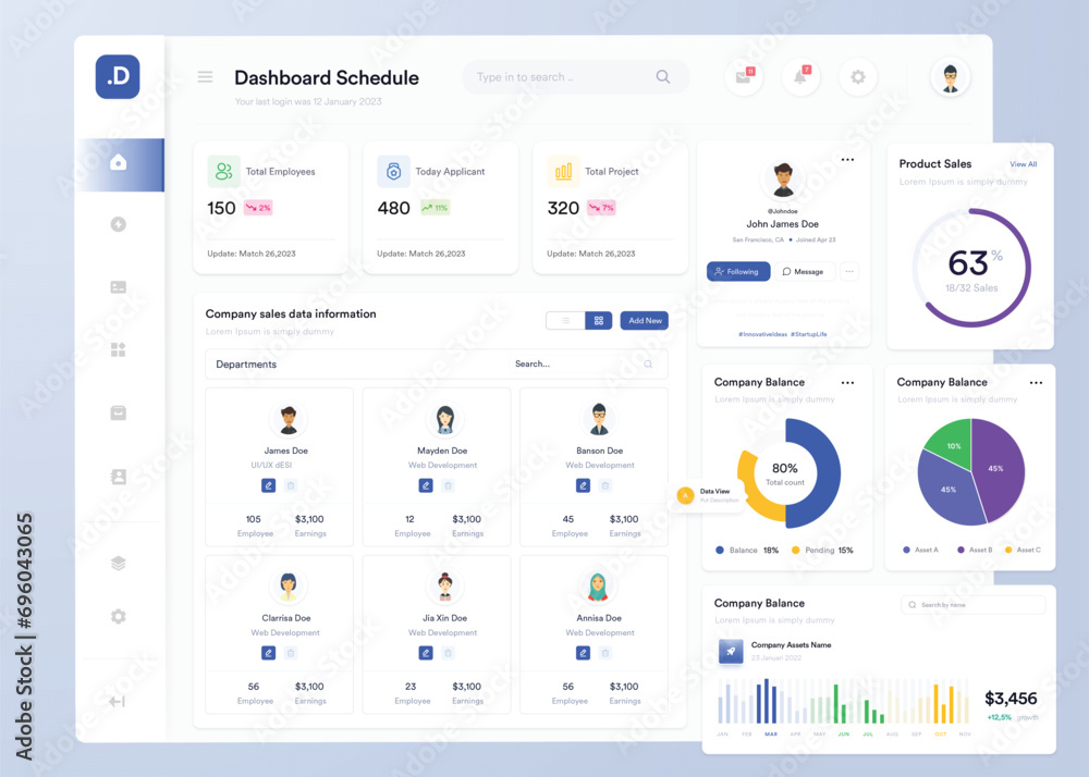 UI UX Infographic dashboard. UI design with graphs, charts and diagrams ...
