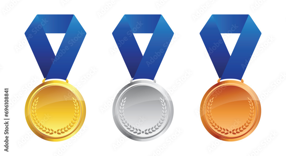 simple gold silver bronze medals with ribbon Stock Vector | Adobe Stock