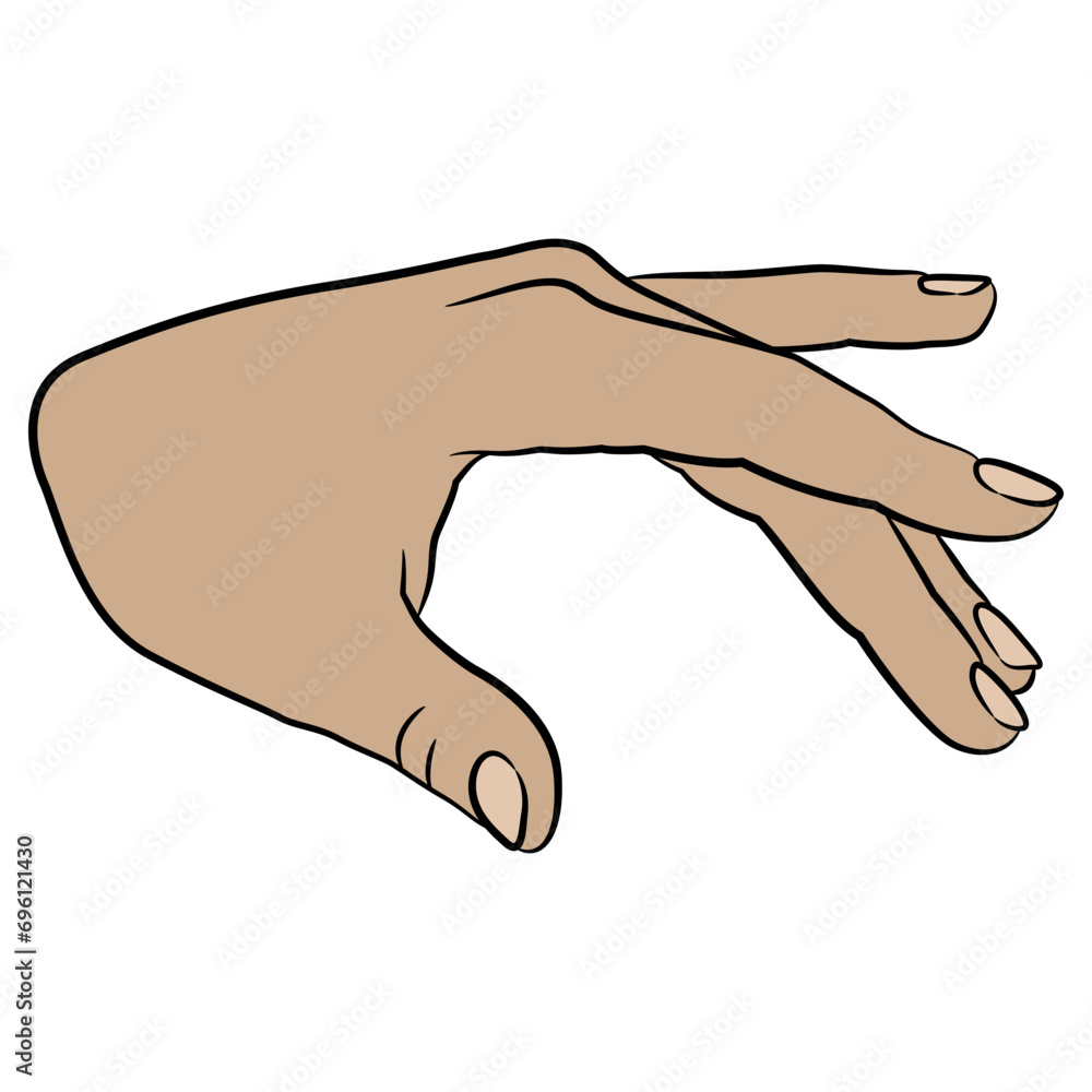 Human female hand with open fingers in elegant gesture. Cartoon style ...