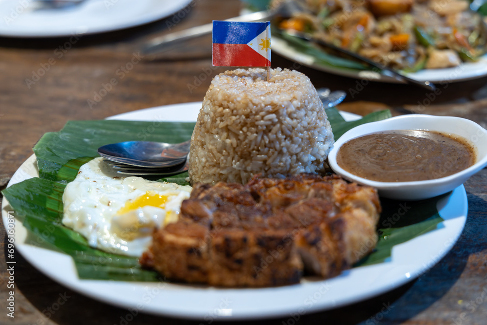 Popular Filino Food Pork Lechon, Steamed Rice with Bagoong sauce Stock ...