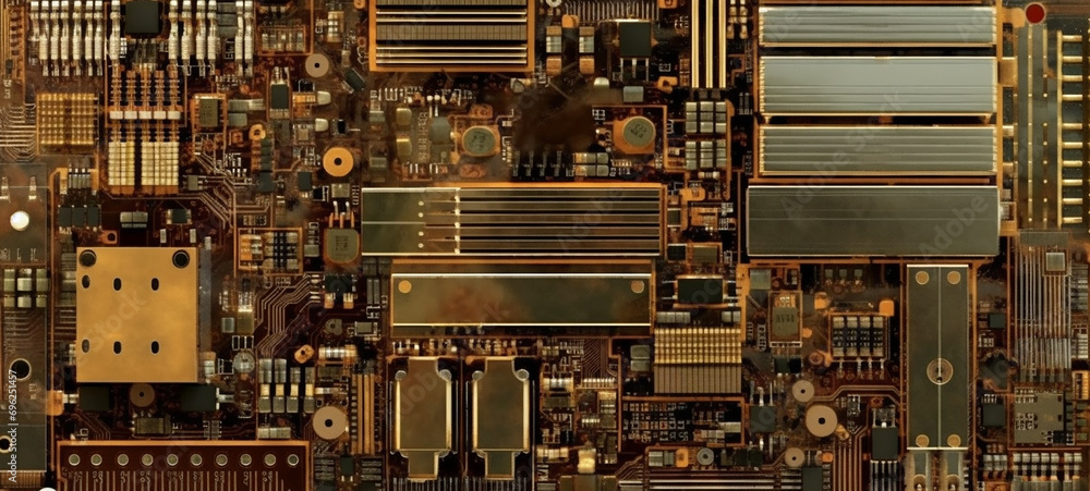 Retro Technology Nostalgic Details of Vintage Electronics, Gold Metal ...