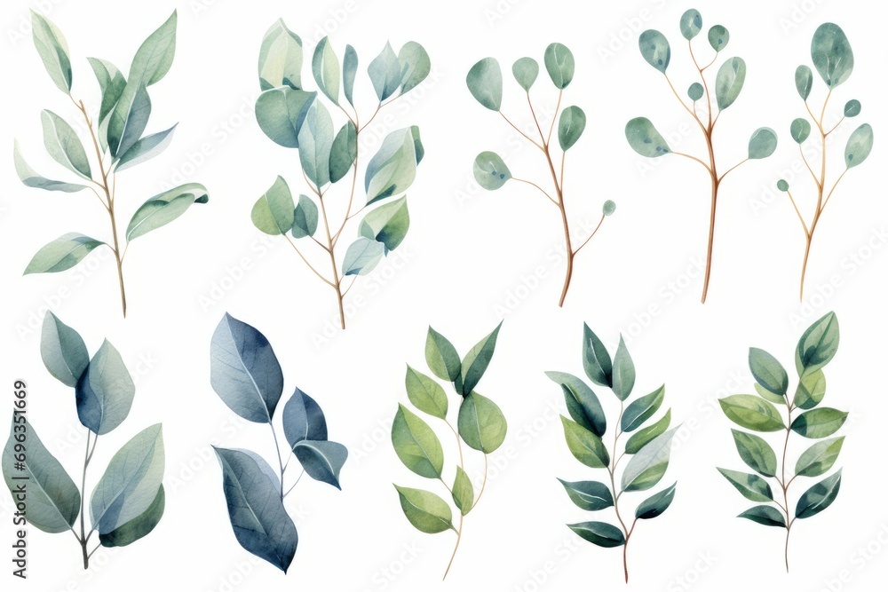 Watercolor eucalyptus clipart set Stock Illustration | Adobe Stock