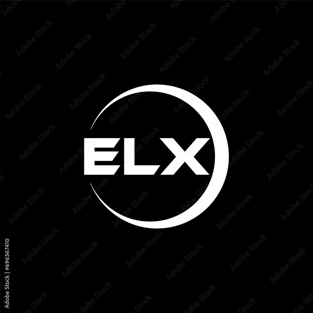ELX letter logo design with black background in illustrator, cube logo ...