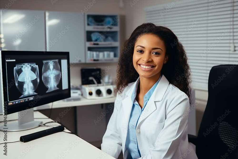 Orthopedic surgeon doctor examining patient joint x-ray bone scan in ...
