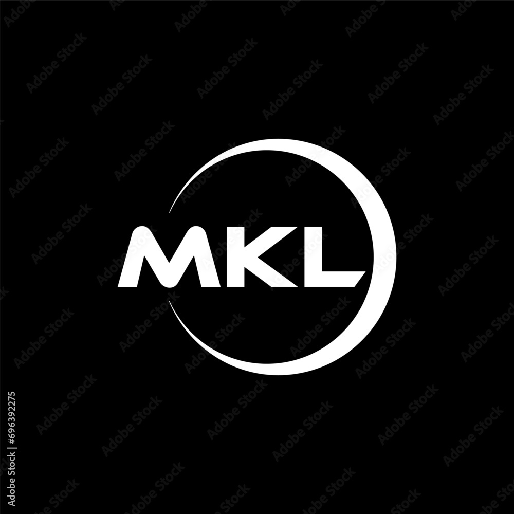 MKL letter logo design with black background in illustrator, cube logo ...