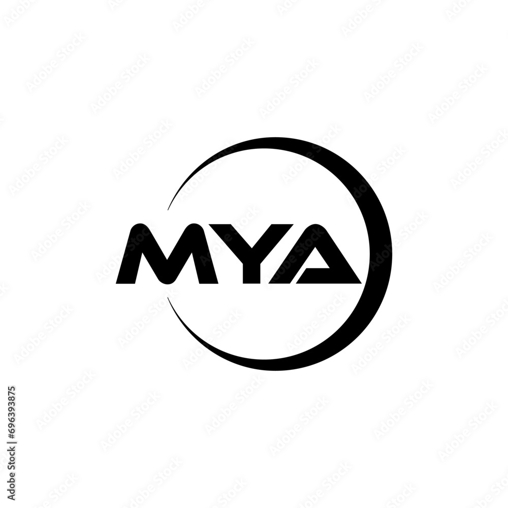 MYA letter logo design with white background in illustrator, cube logo ...