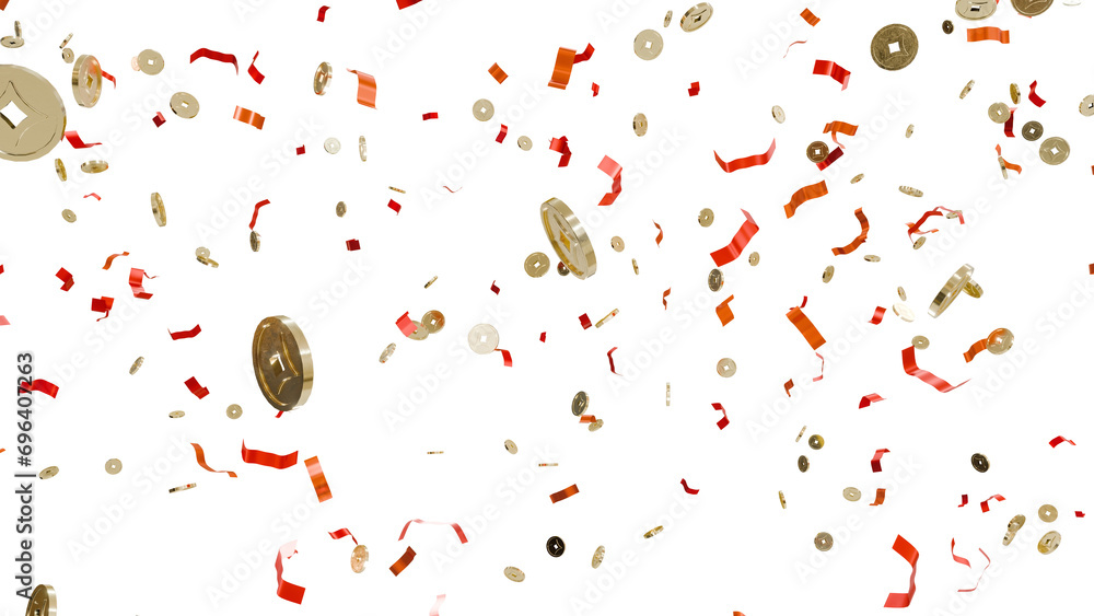 Ilustración de Stock A 3D illustration of falling golden ingots, coins ...