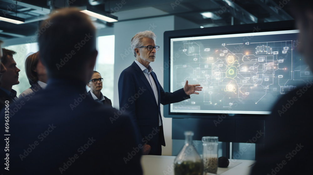 Chief Project Engineer Holds Briefing for a Team of Scientists that are ...