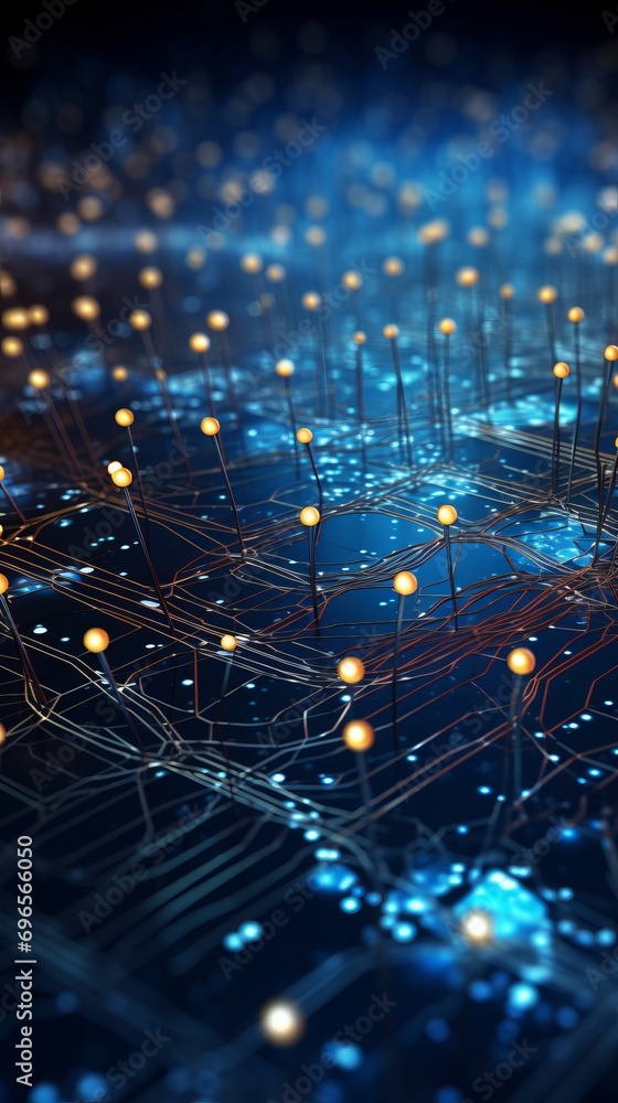 Photo Stock Grid surface. Abstract science or technology background of quantum computing system ...