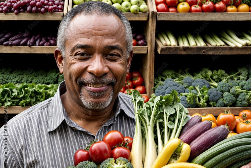 an African American black man promoting healthy diet consisting of ...