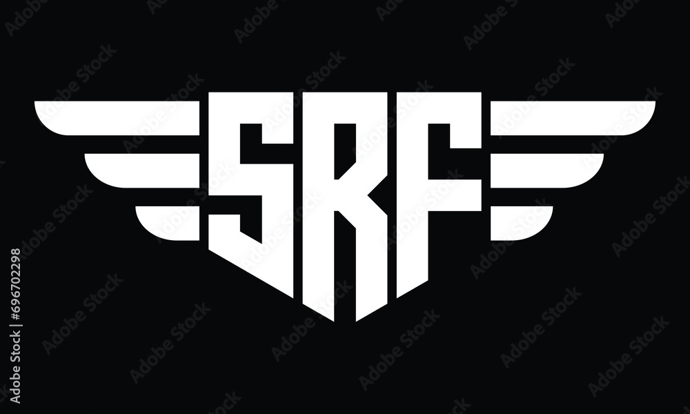SRF three letter logo, creative wings shape logo design vector template ...