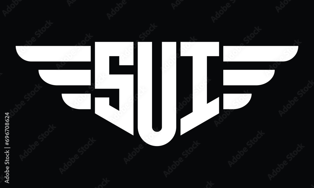 SUI three letter logo, creative wings shape logo design vector template ...