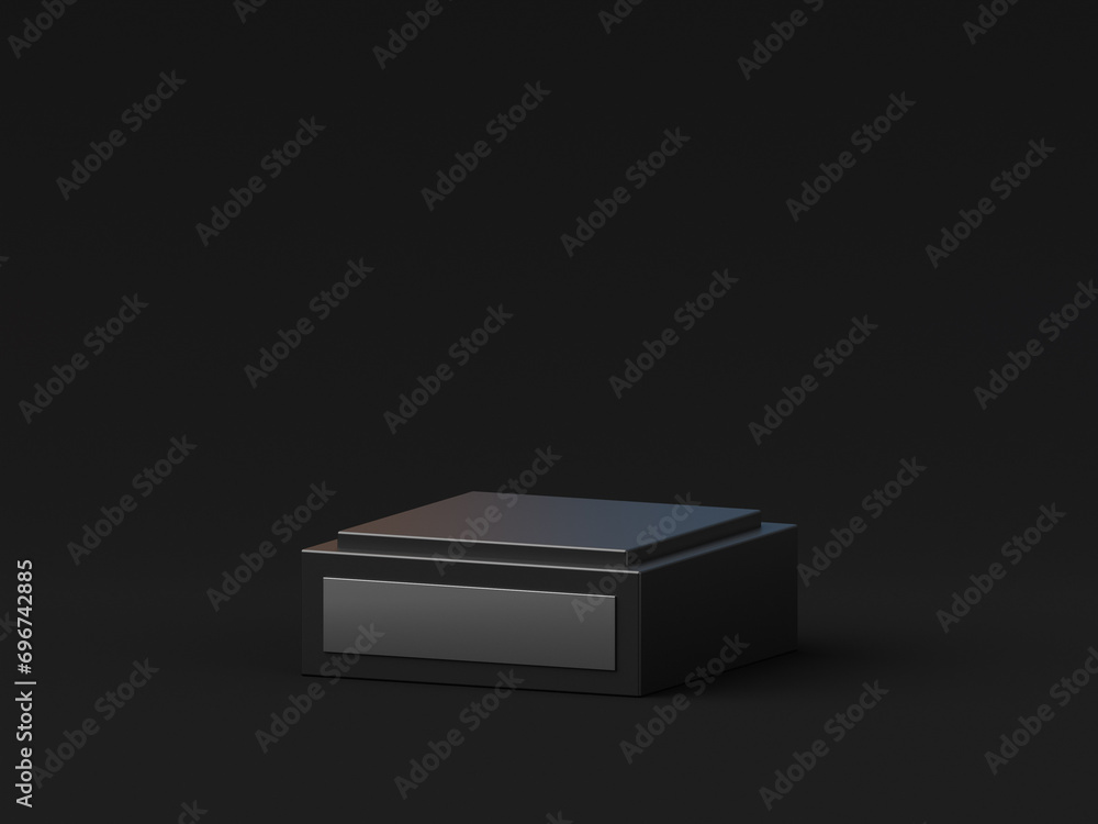 Black empty cube podium award platform 3d stand stage background of ...
