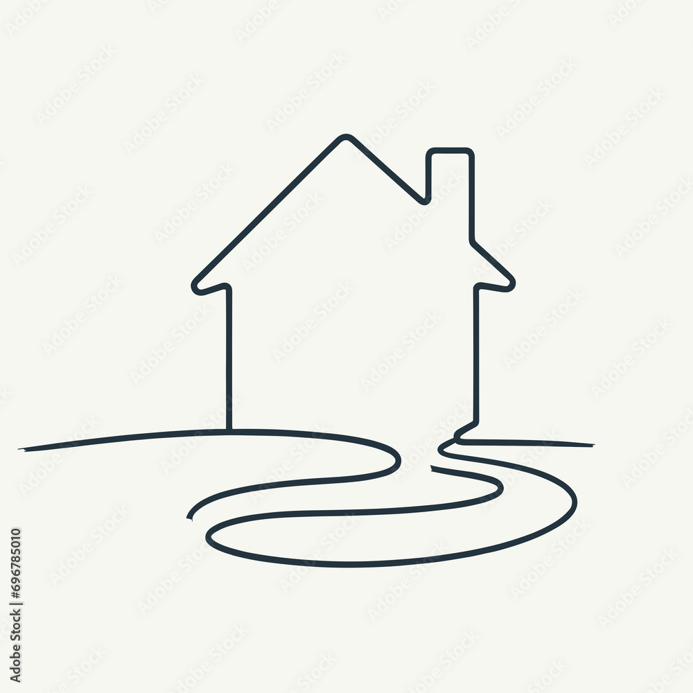 Continuous contour of house in one line, simple vector sketch Stock ...