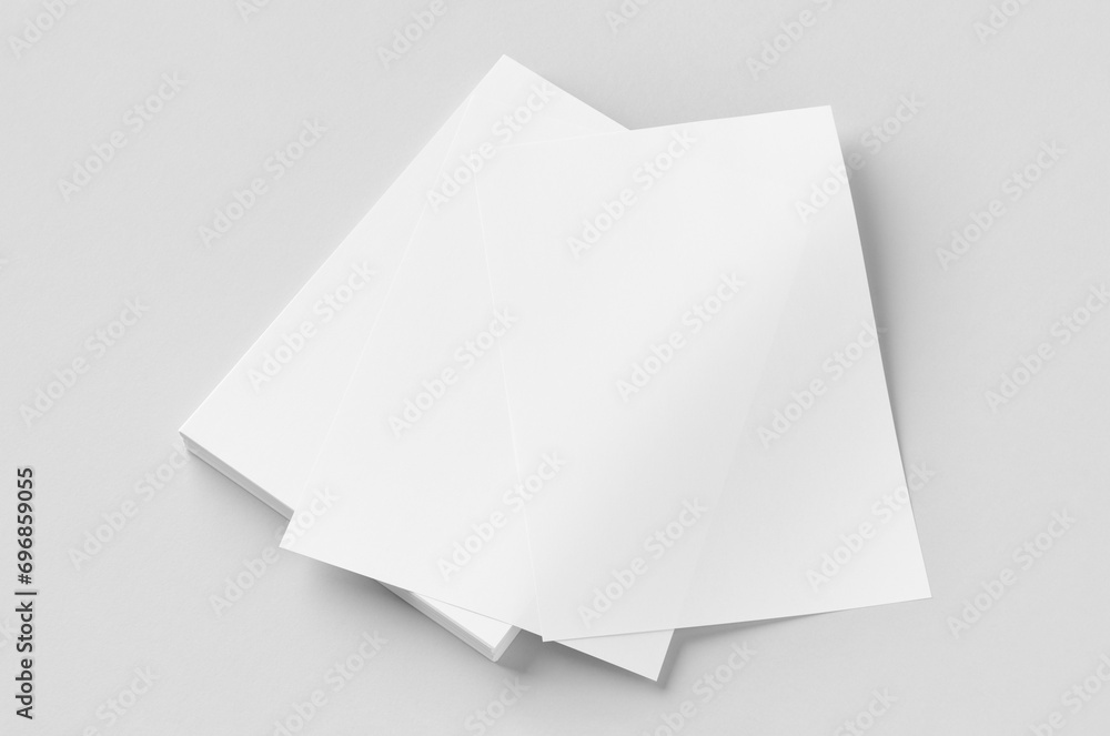 Cv, resume, letterhead, invoice mockup. Stack of A4 papers on a grey ...
