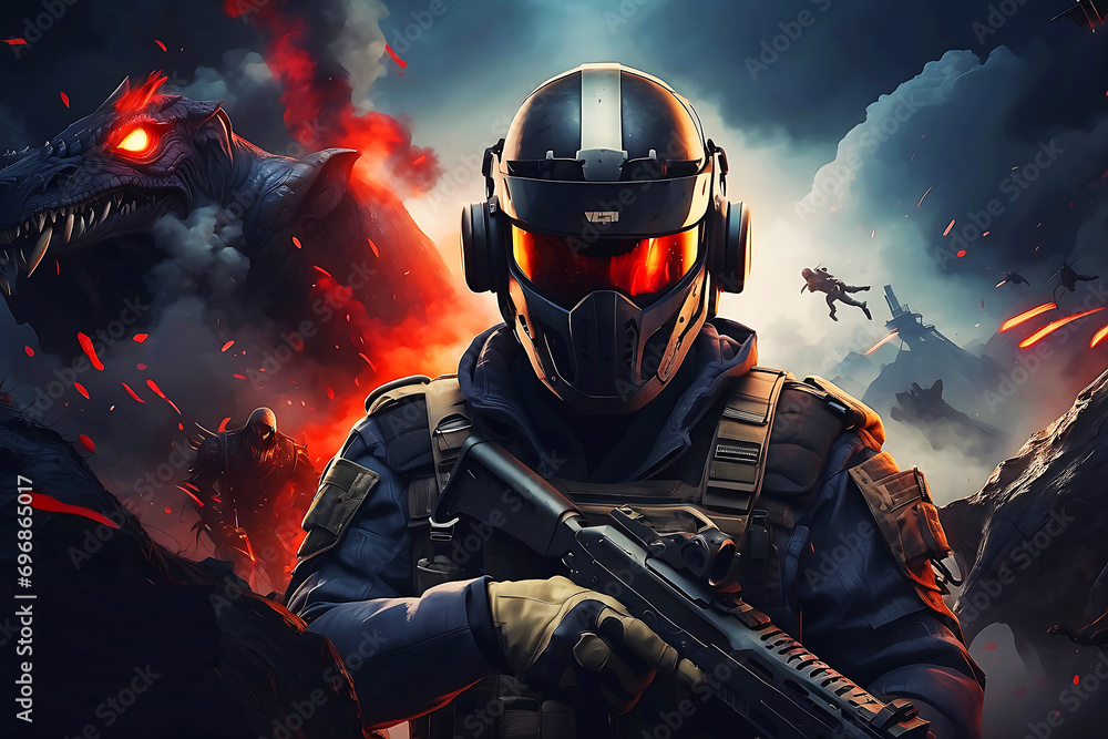 Dramatic video game style key art characters and YouTube Gaming ...