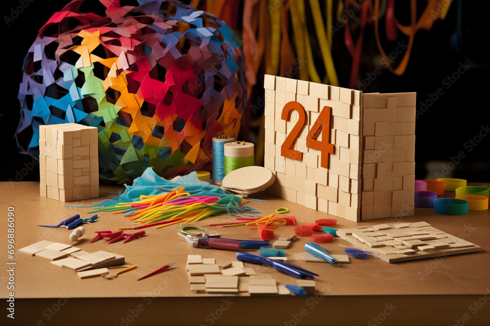 Handcrafted "2024" using craft supplies or DIY materials, leaving room ...