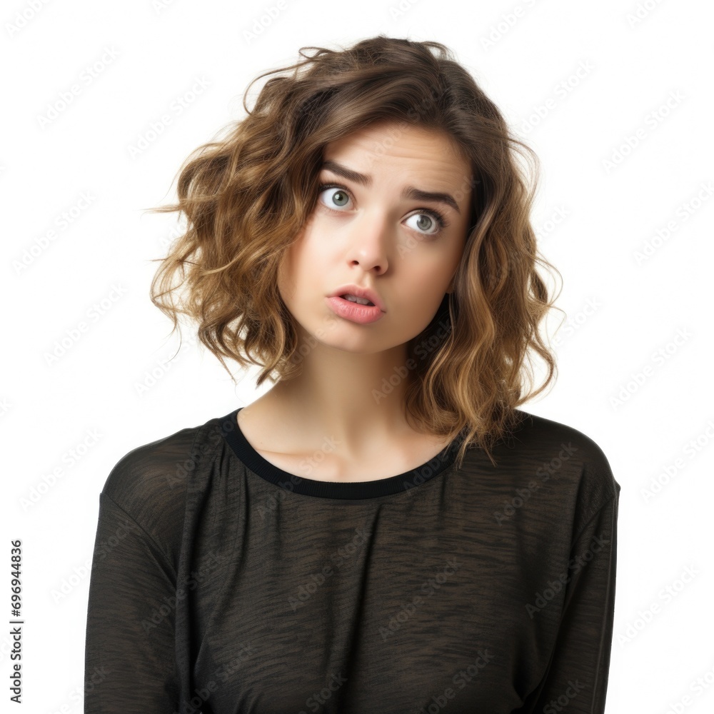 Confused, portrait and black woman with anxiety or question, why and ...