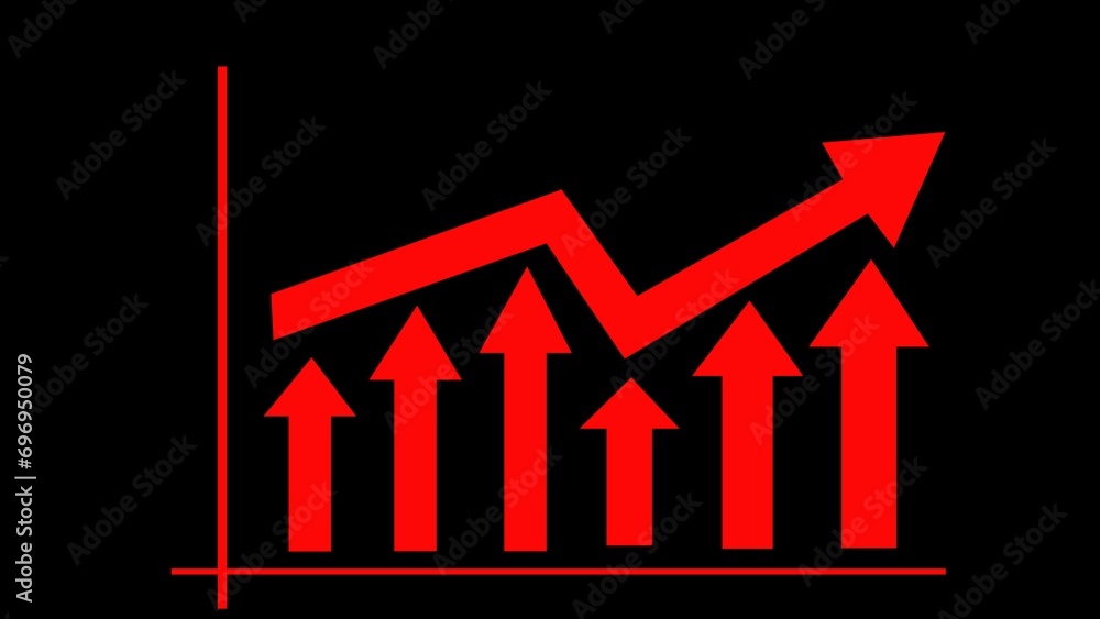 Growth chart icon. red Growing graph icon. Growing bar graph. Graph ...