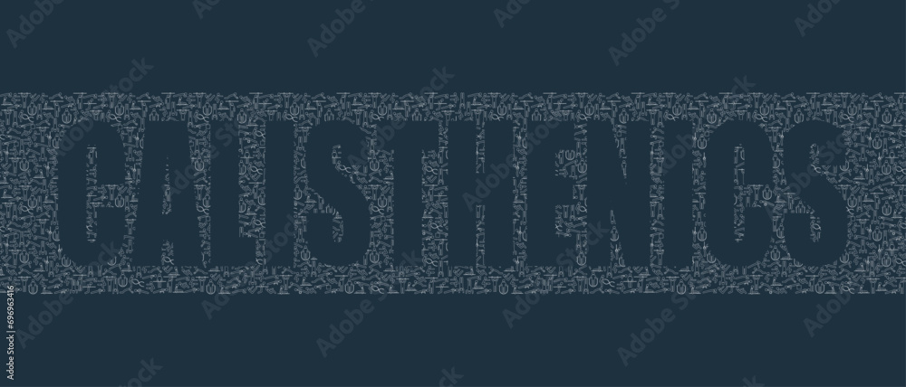 Inscription calisthenics consisting of icons of various physical ...