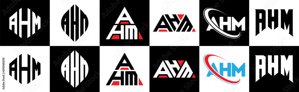 Image vectorielle Stock AHM letter logo design in six style. AHM ...