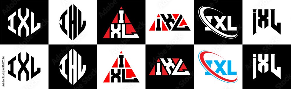 IXL letter logo design in six style. IXL polygon, circle, triangle ...
