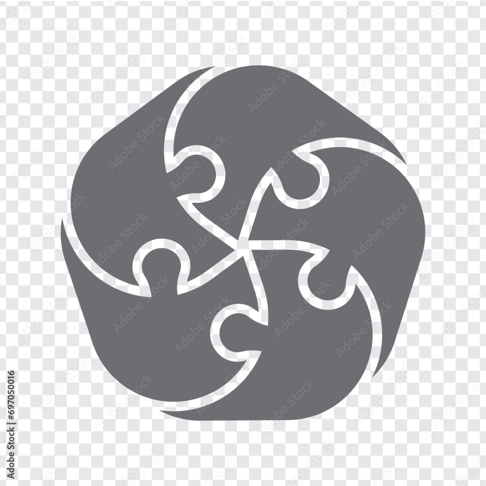 Simple icon puzzle in gray. Simple icon puzzle of the five elements on ...