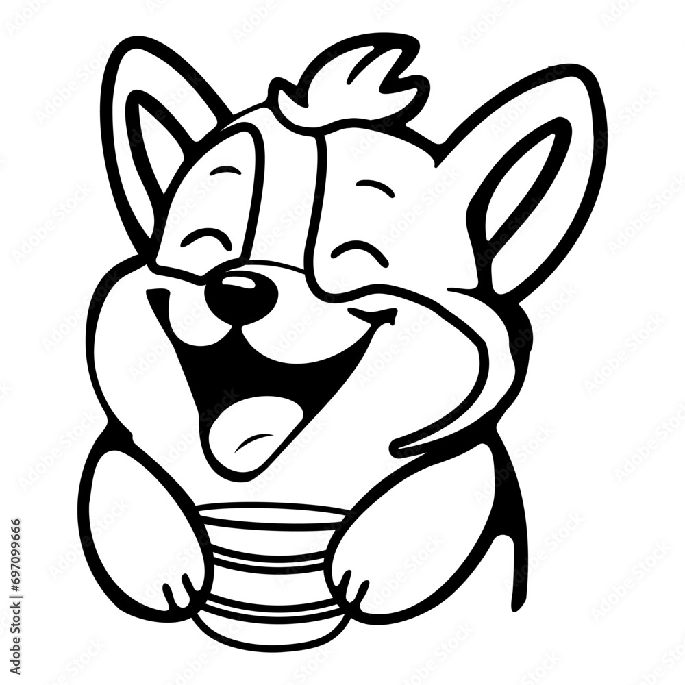 Outline coloring of a corgi logo mascot for a football team logo ...