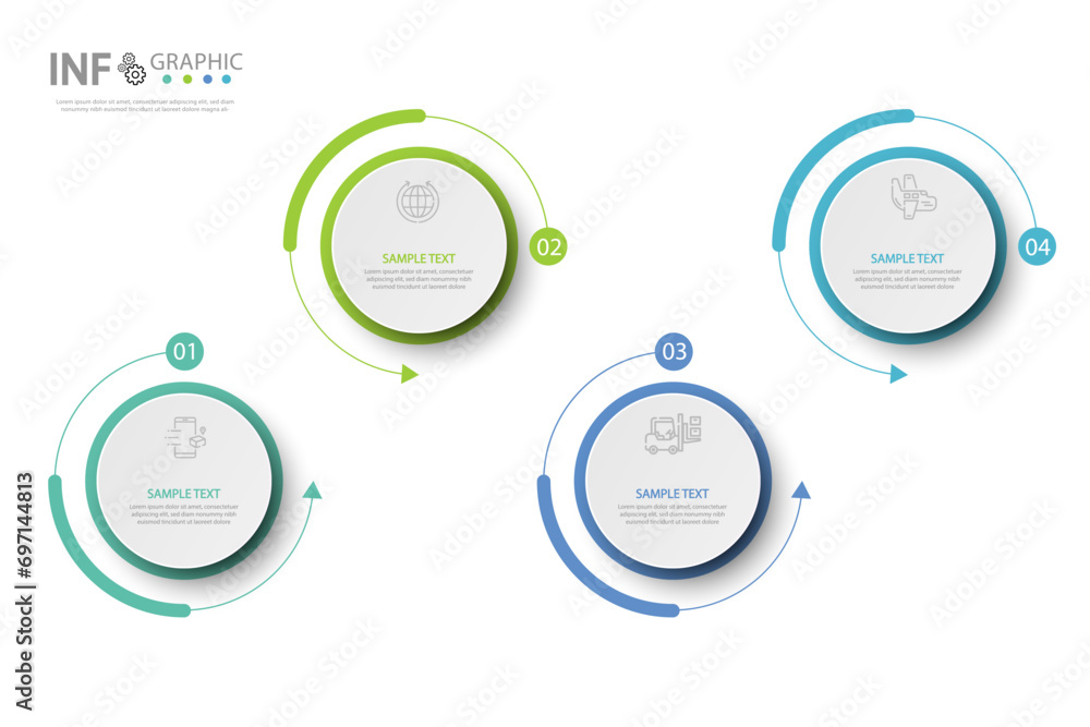 Infographic design 4 steps for diagrams, presentations, workflow layouts, banners, flowcharts ...