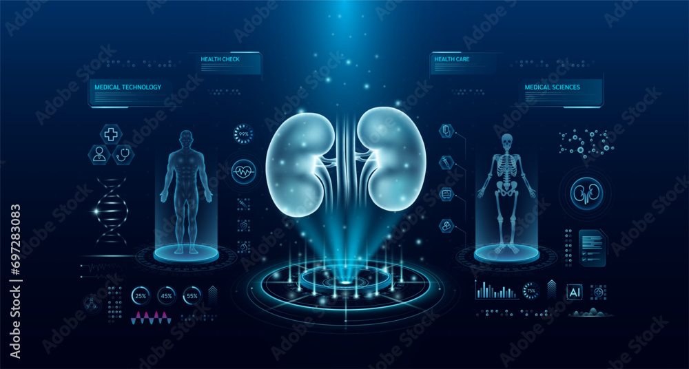 Kidney health care technology with scan virtual interface hologram ...