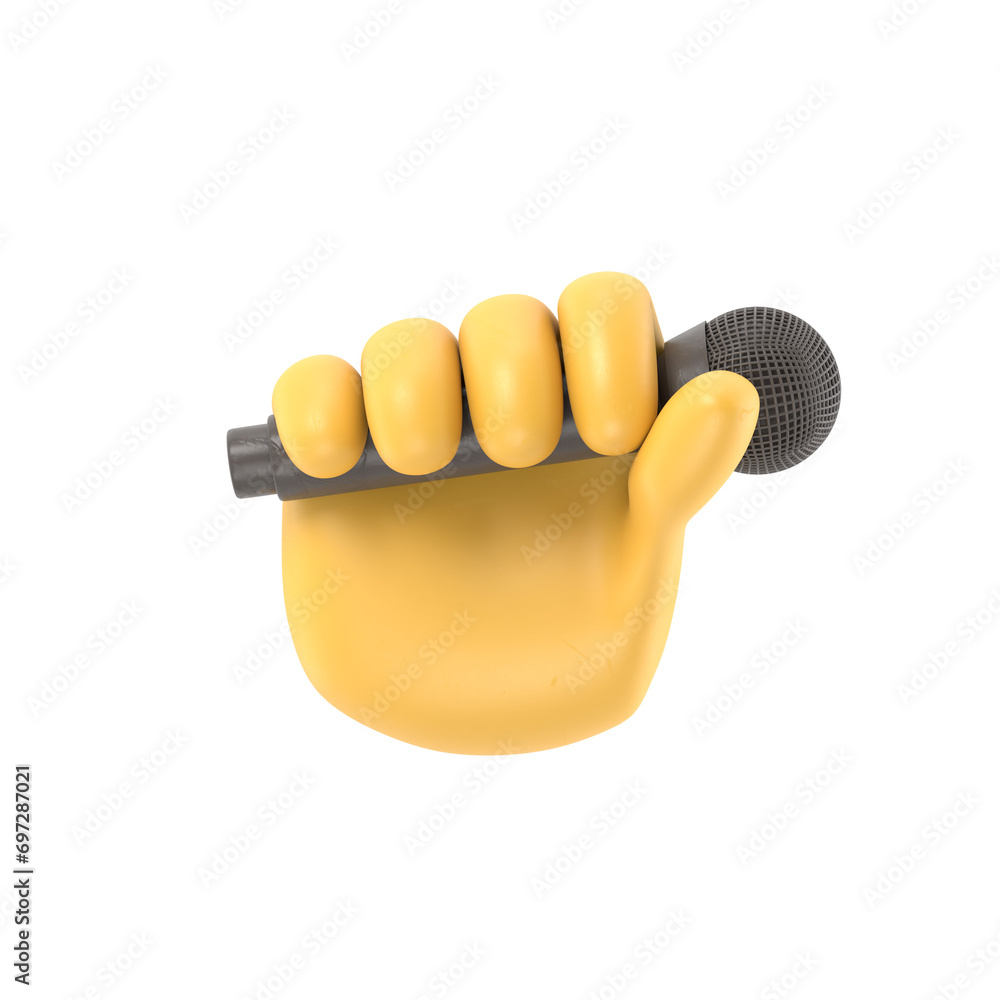 Cartoon Gesture Icon Mockup.Cartoon hand holding microphone.Supports ...