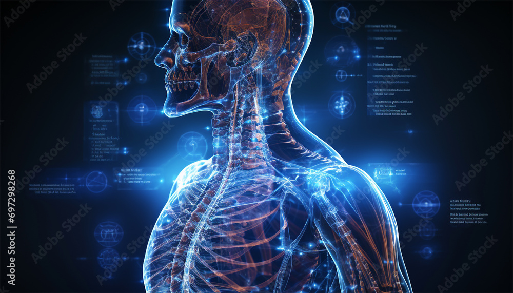 Stock-Illustration „X-Ray Skeleton Human body face,hands, legs, chests ...