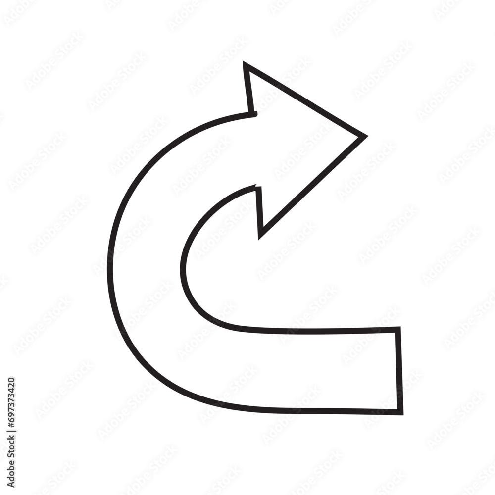 Curve Arrow vector outline Pointing Icons & Symbols. Editable Outline ...