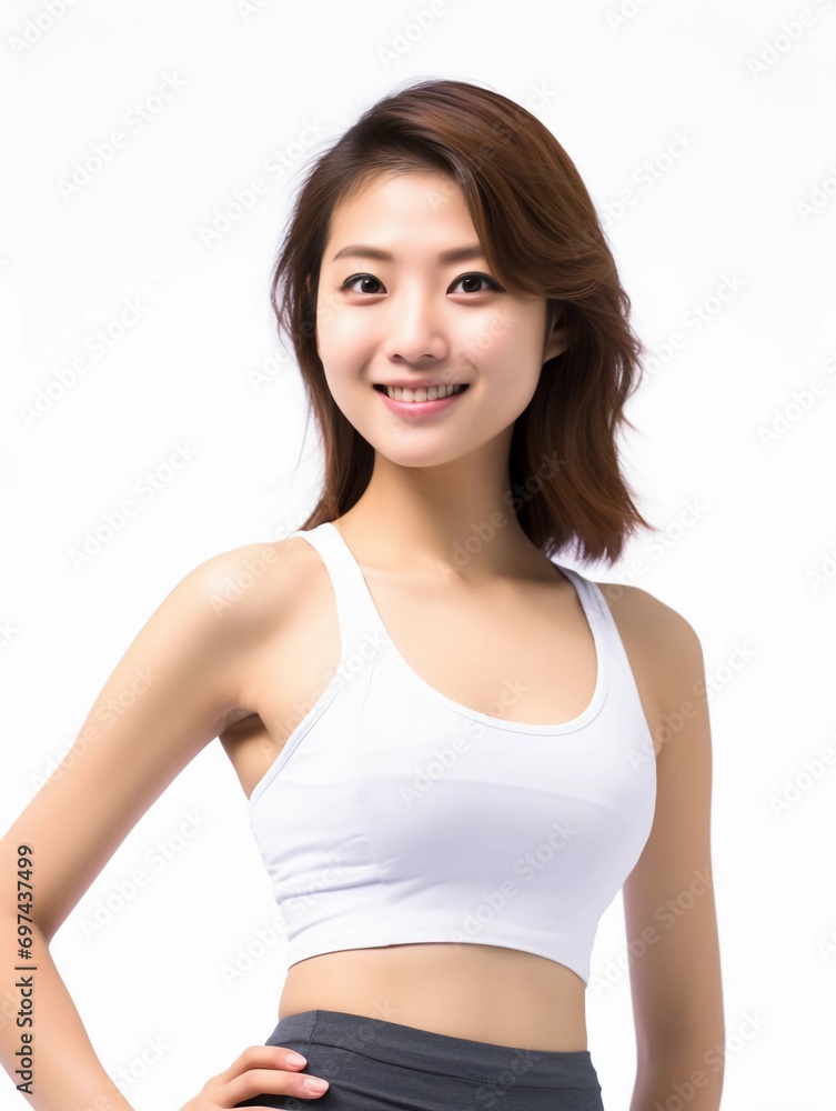 Stock-Foto „Beautiful Japanese female model with pure white skin, as a clothing model photo ...