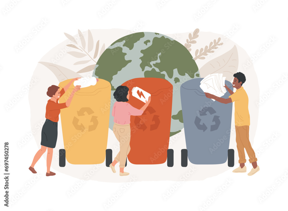 Garbage collection and sorting isolated concept vector illustration ...