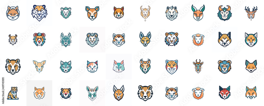 set of animal icon collection for logos or for designs. simple and ...