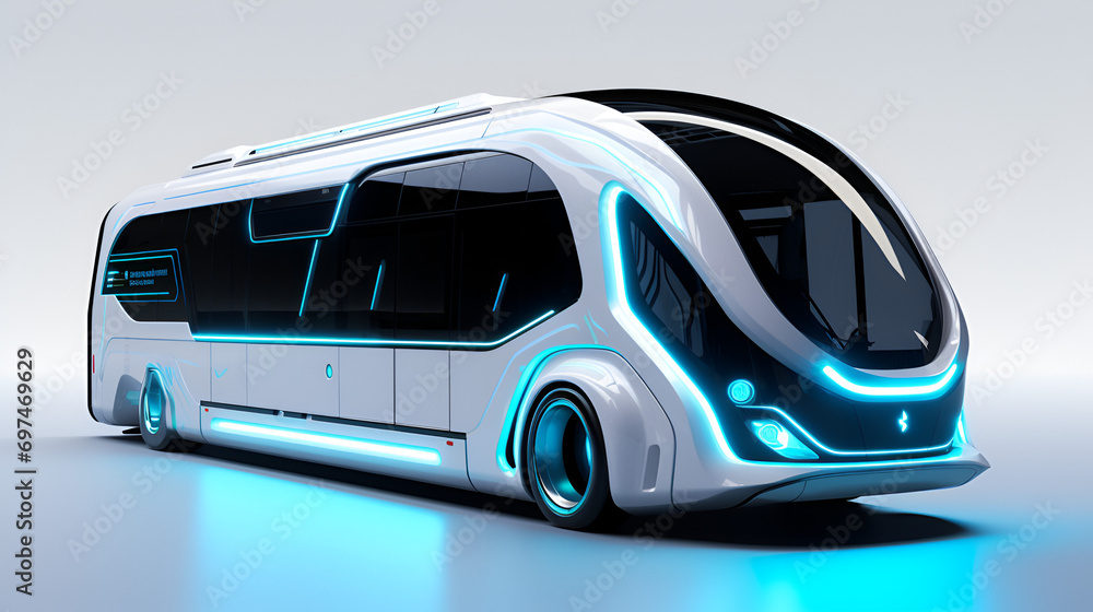 Futuristic electric bus on white background Stock Photo | Adobe Stock