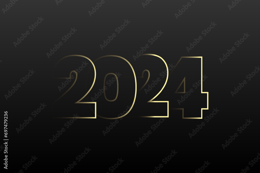 2024 3d golden shadow text effect. Stock Vector | Adobe Stock