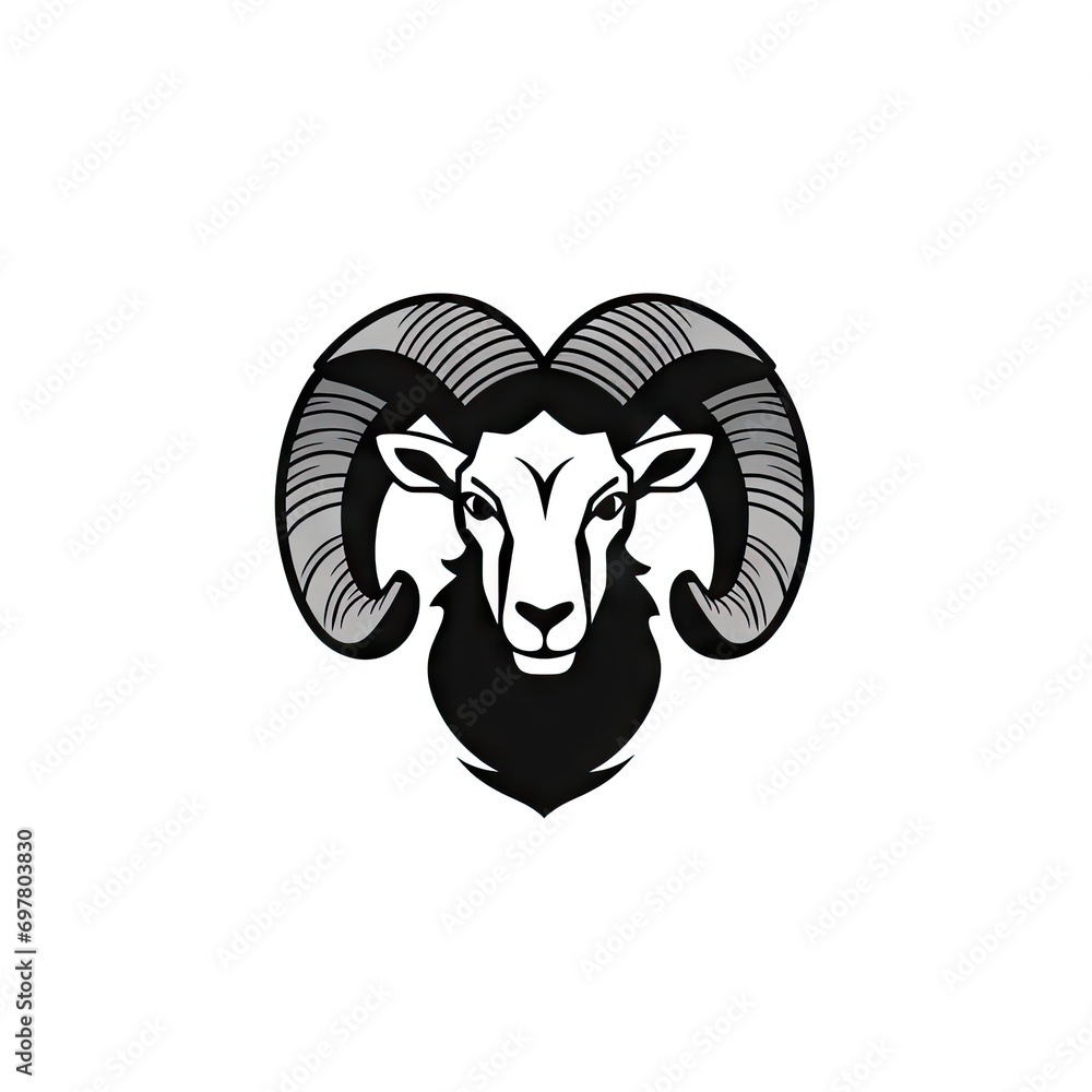 Ram Head Icon, Sheep Logo, Mutton Template, Bighorn Pictogram, Minimal ...