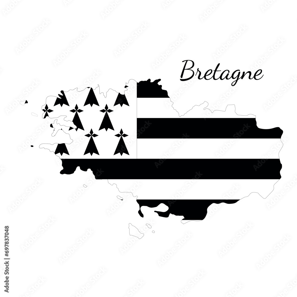 Flag of Breton on a map of Breton. France vector illustration Stock ...